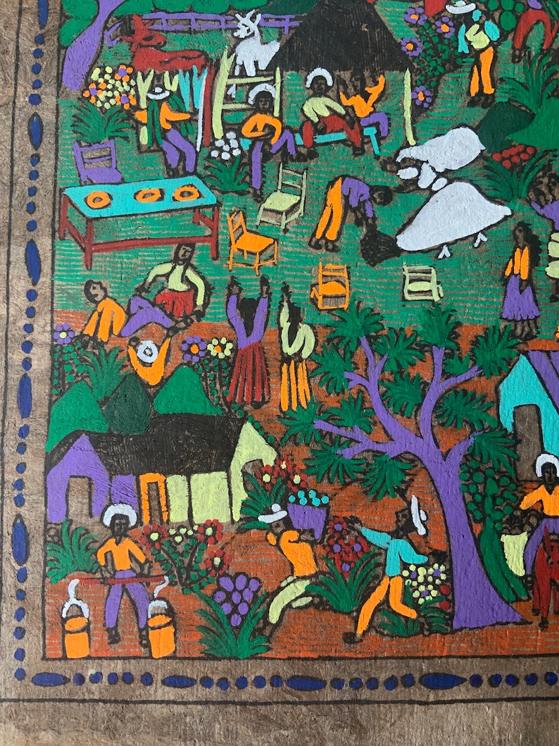 Amate Bark Painting. Community Scene. Mexico Art. Beautiful. 12x16 ...