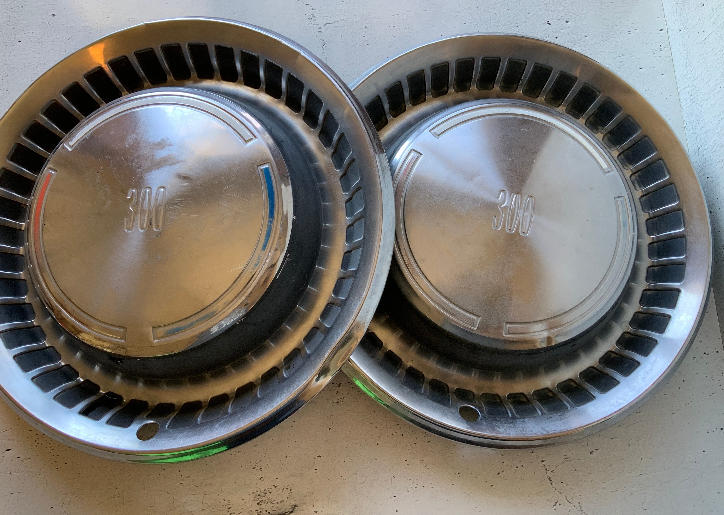 70 Chrysler 300 Hubcaps. Vintage Auto Trim. Mopar. Pair of Hubcaps ...