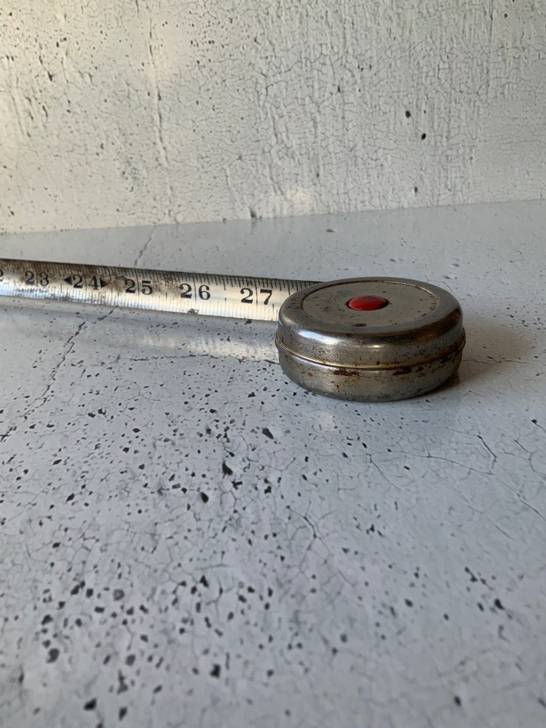 6 Foot Vintage Tape Measure. Red Dot. Retractable. Button Spring ...