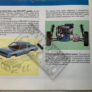 Reliant K-car Brochure. 1981 Plymouth Reliant. 2.2l Engine. Reliant ...