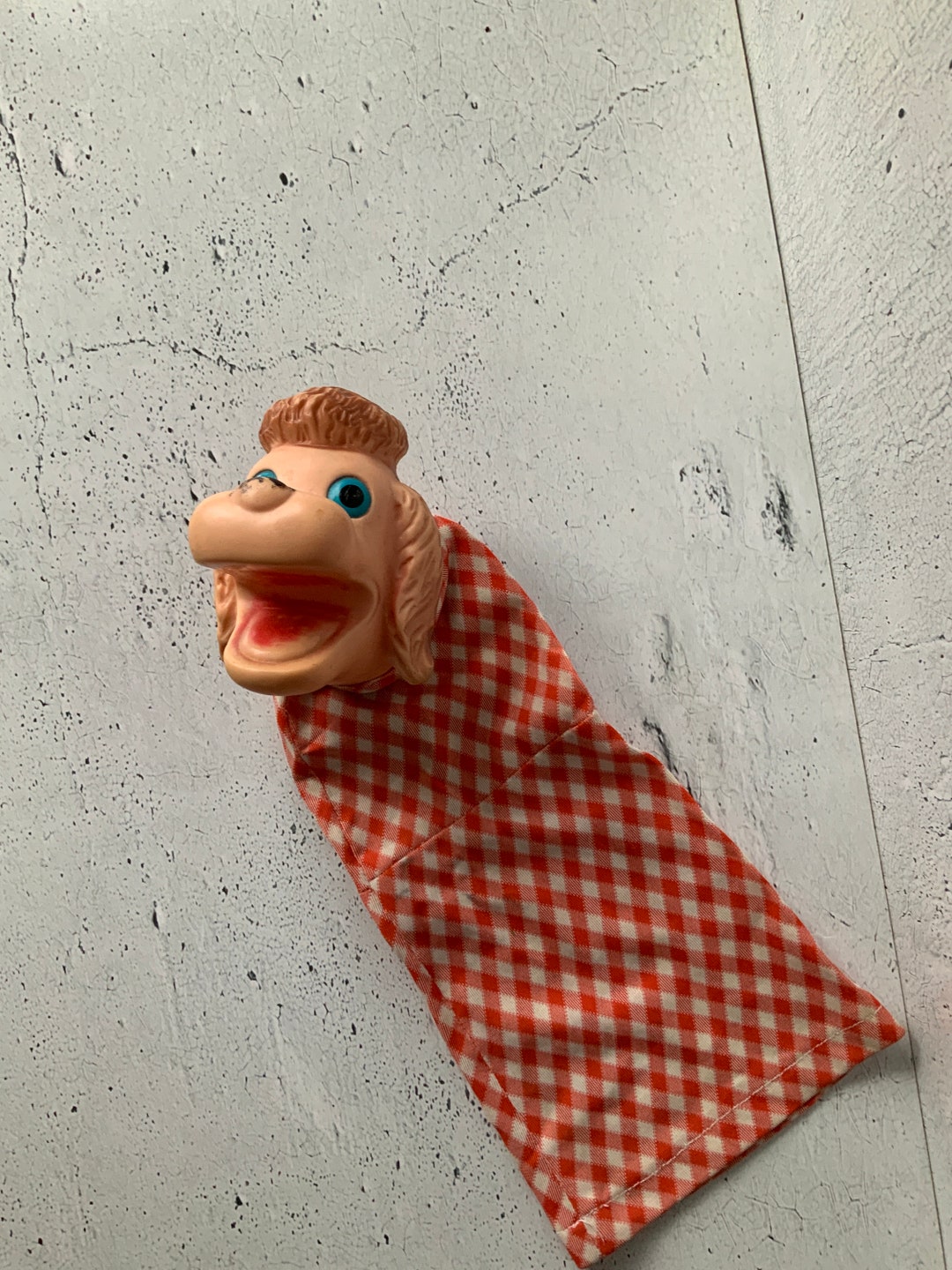 1970’s Hand Puppet. Rubber/plastic Figure. Gingham Sock. Made in Japan ...