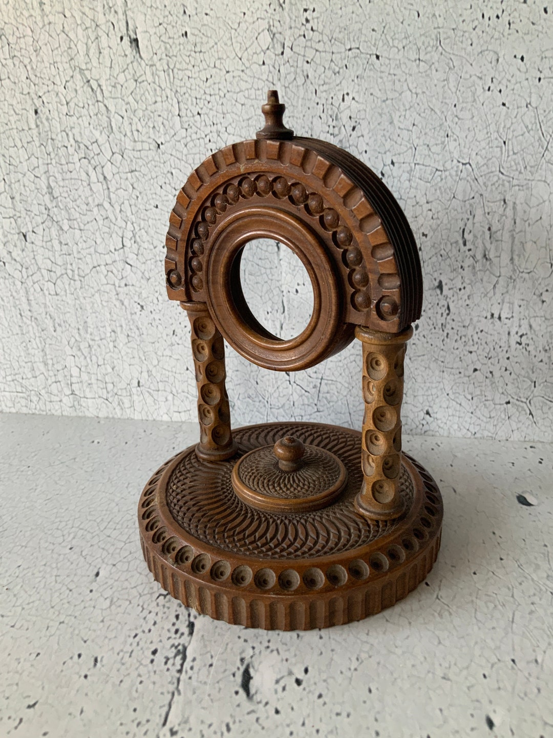 Pocket Watch Stand. Edwardian. 1900’s. 1910’s. Carved Wood. Intricate ...
