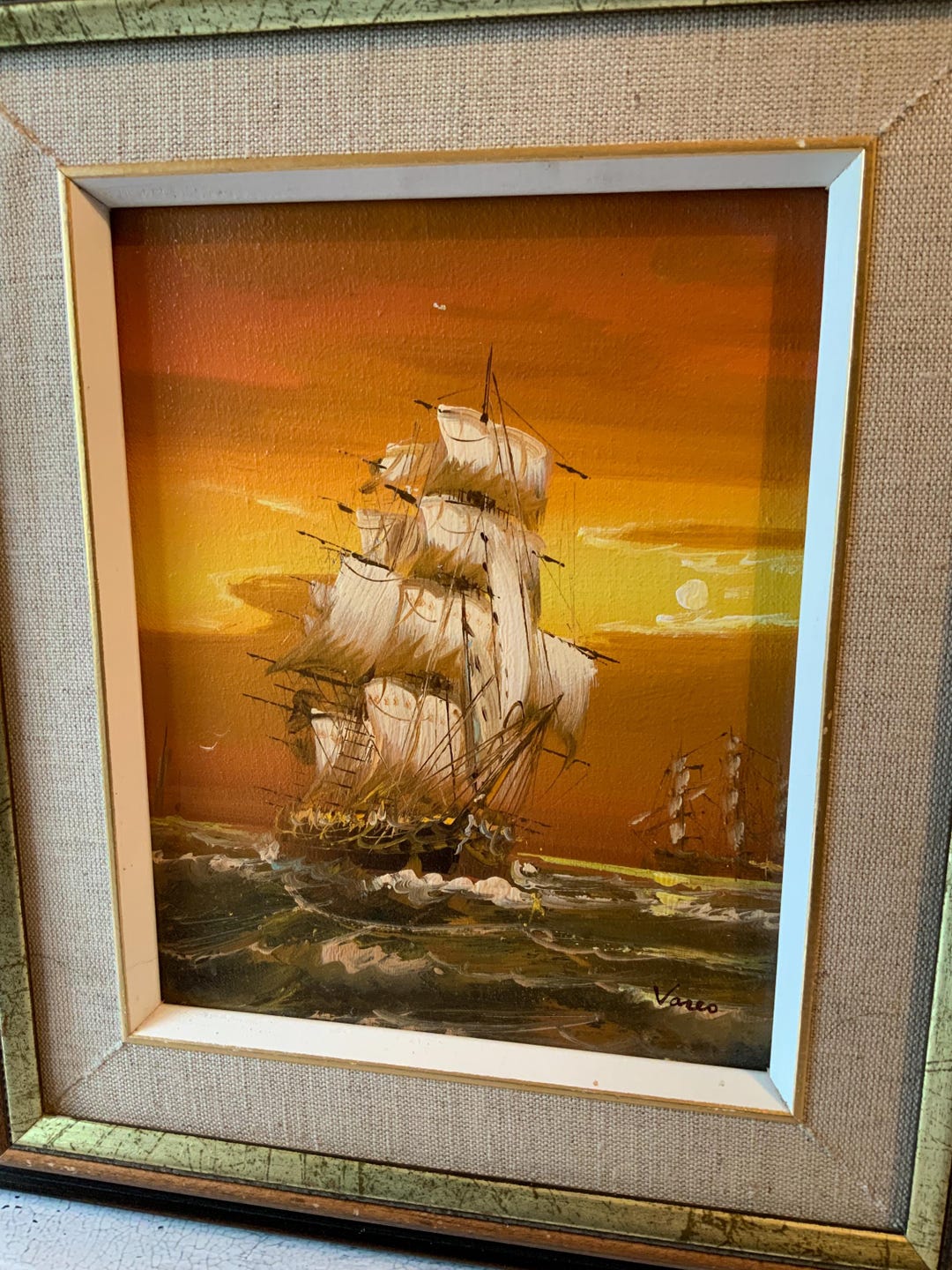 Vaseo Oil Painting. Nautical. Mid 20th Century. Ship Art. Artist Signed ...