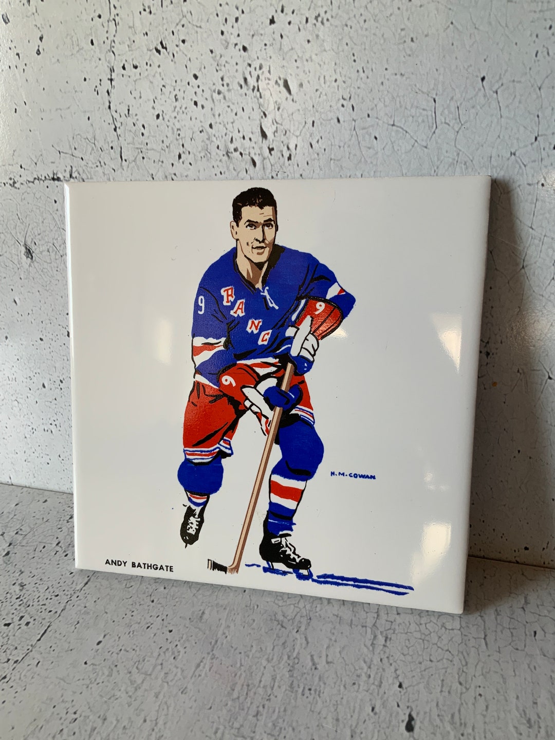 H.M. Cowan NHL Tile. Andy Bathgate. NY Rangers MVP. Hockey Portrait ...