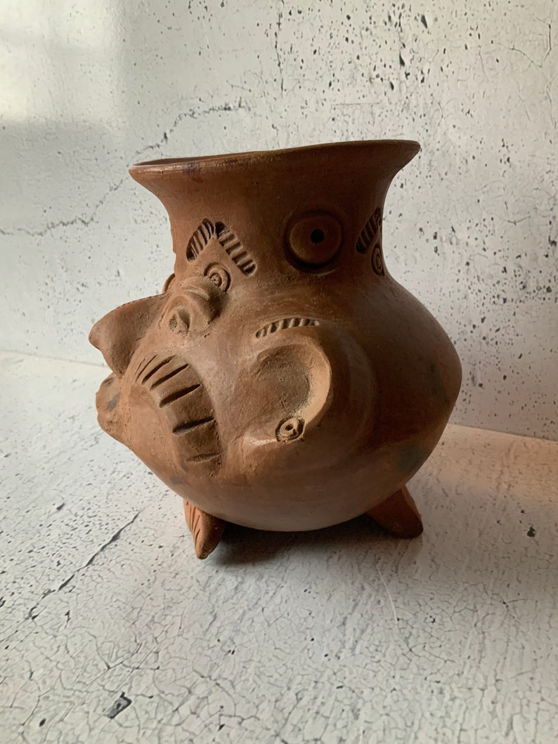 Mayan Style Effigy Vase. Pre-columbian. Face Jar. Plumbate. Pottery ...
