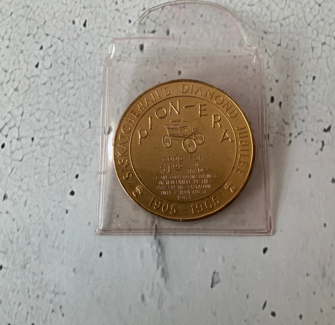 1965 Pion-era Saskatchewan Diamond Jubilee Token Coin. Commemorative ...