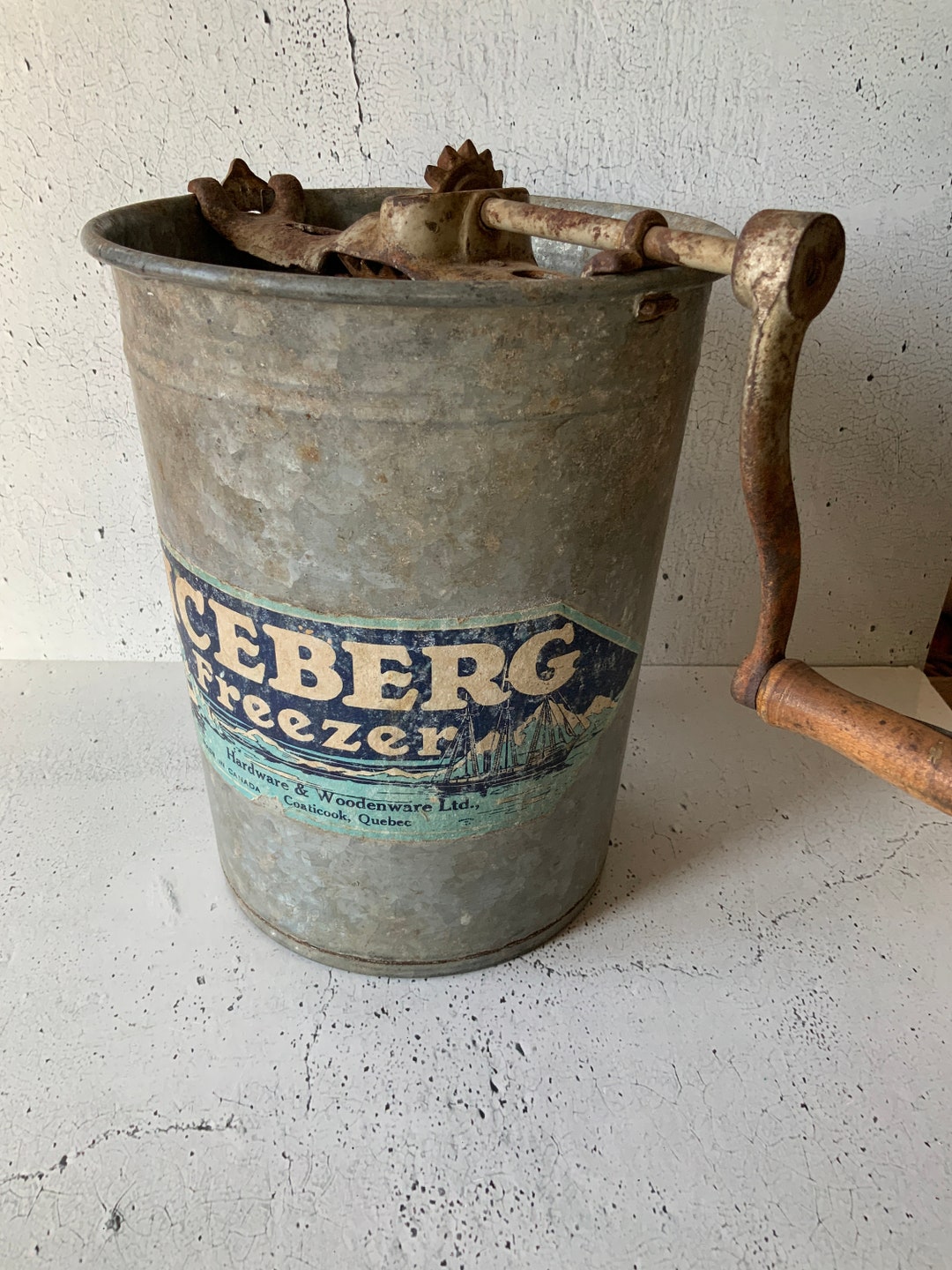 Antique Iceberg Ice Cream Maker. the Iceberg Freezer. Churn With Wood ...