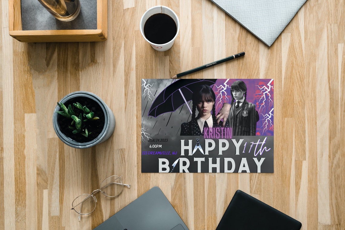 Editable Invitation, Netflix, Wednesday Addams, E-vite, Birthday ...