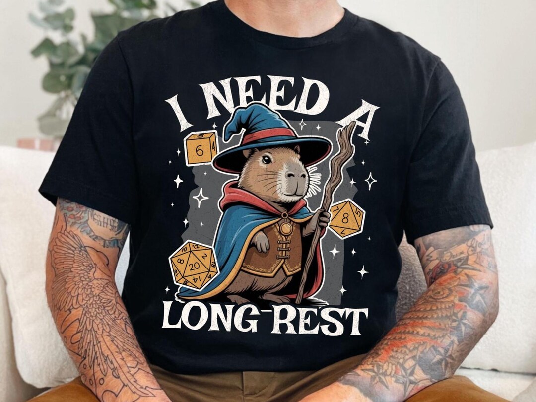Funny Capybara Dice Shirt, Fantasy Tabletop Gaming Graphic Tee Shirt ...