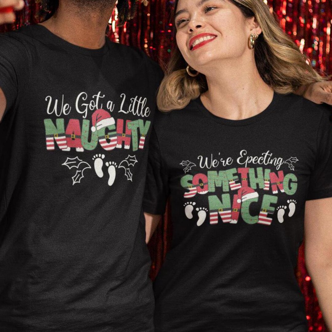 Christmas Pregnancy Announcement Shirts, Funny Couples Matching ...
