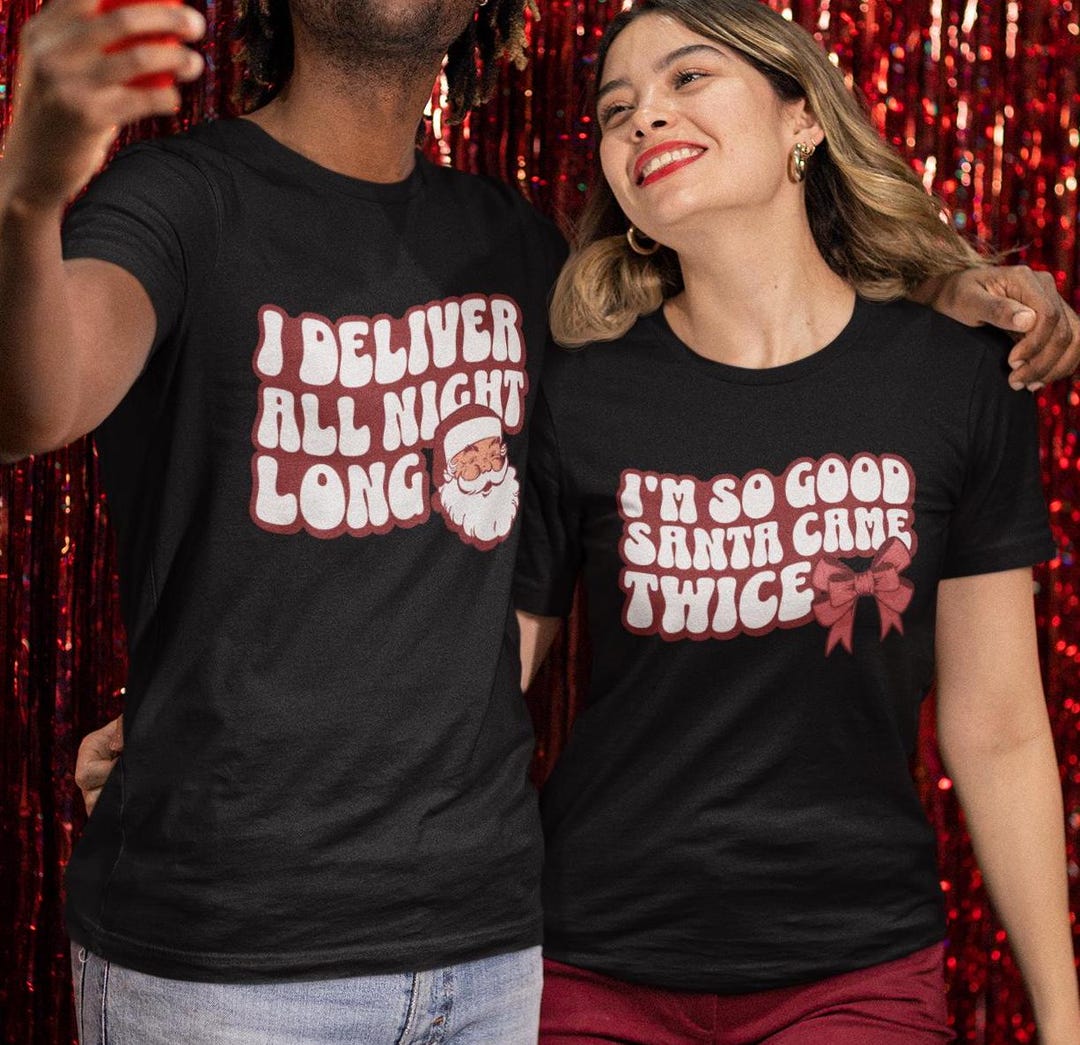 Christmas Couple Shirts, Funny Couples Matching Inappropriate Joke Tee ...