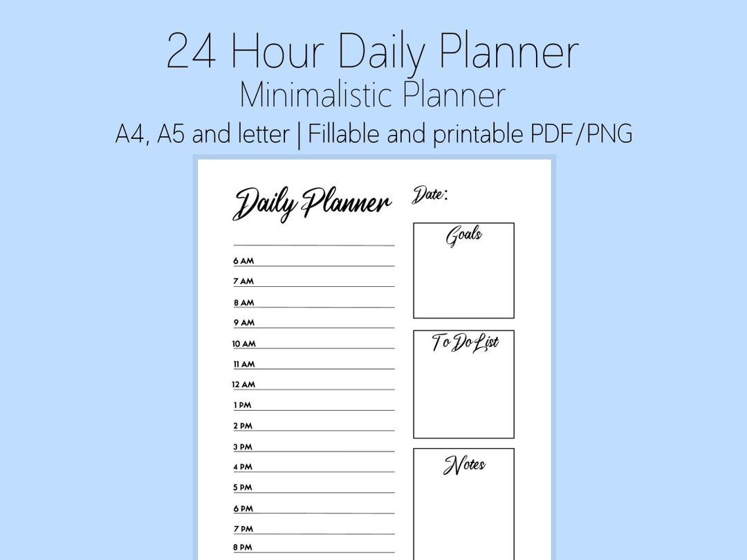 Daily Planner 24 Hours Planning Tool for Organization Planner Daily ...