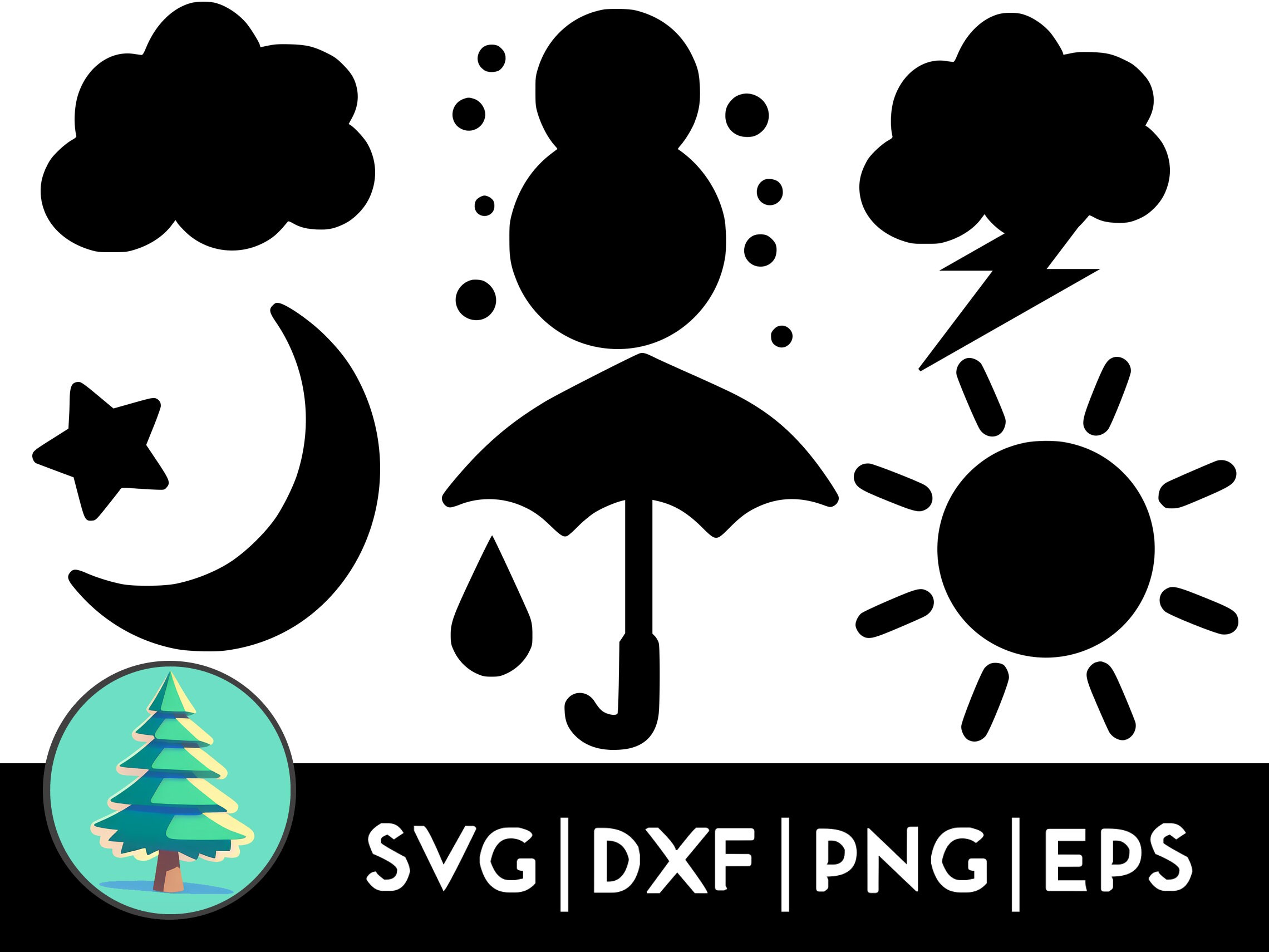 Weather Symbols Bundle SVG - Meteorology Clipart, Climate Vector ...