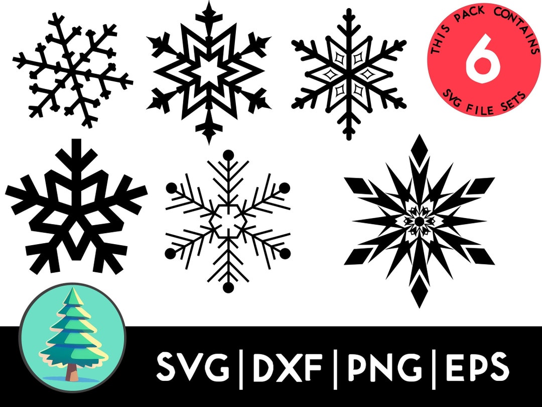 Snowflake Bundle of 6 Cut Files , Snowflake Clipart, Instant Digital ...