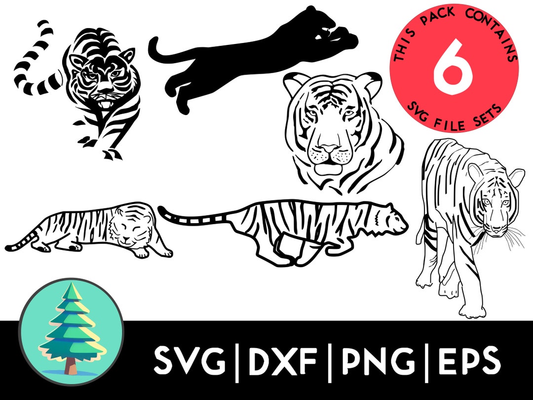 Tiger Svg Files for Cricut Arts and Craft Bengal Tiger Bundle of 6 Svg ...