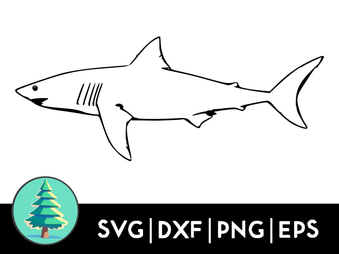 Tiger Shark Outline SVG: Cricut Silhouette Cut Files (digital Download ...
