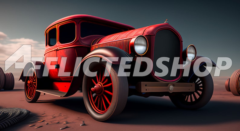 Vintage 1920s Old Red Car in Desert - Digital Download Image - Etsy