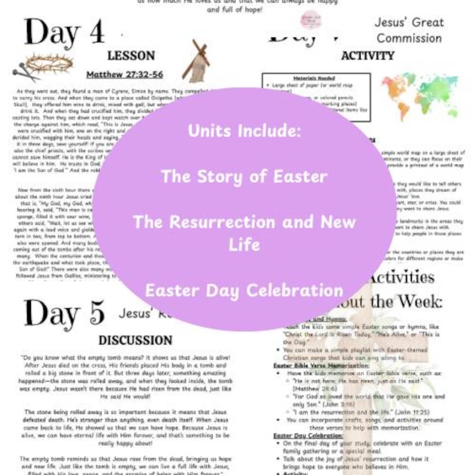 Easter Unit Study: Homeschool & Sunday School Printable (PDF) - Etsy