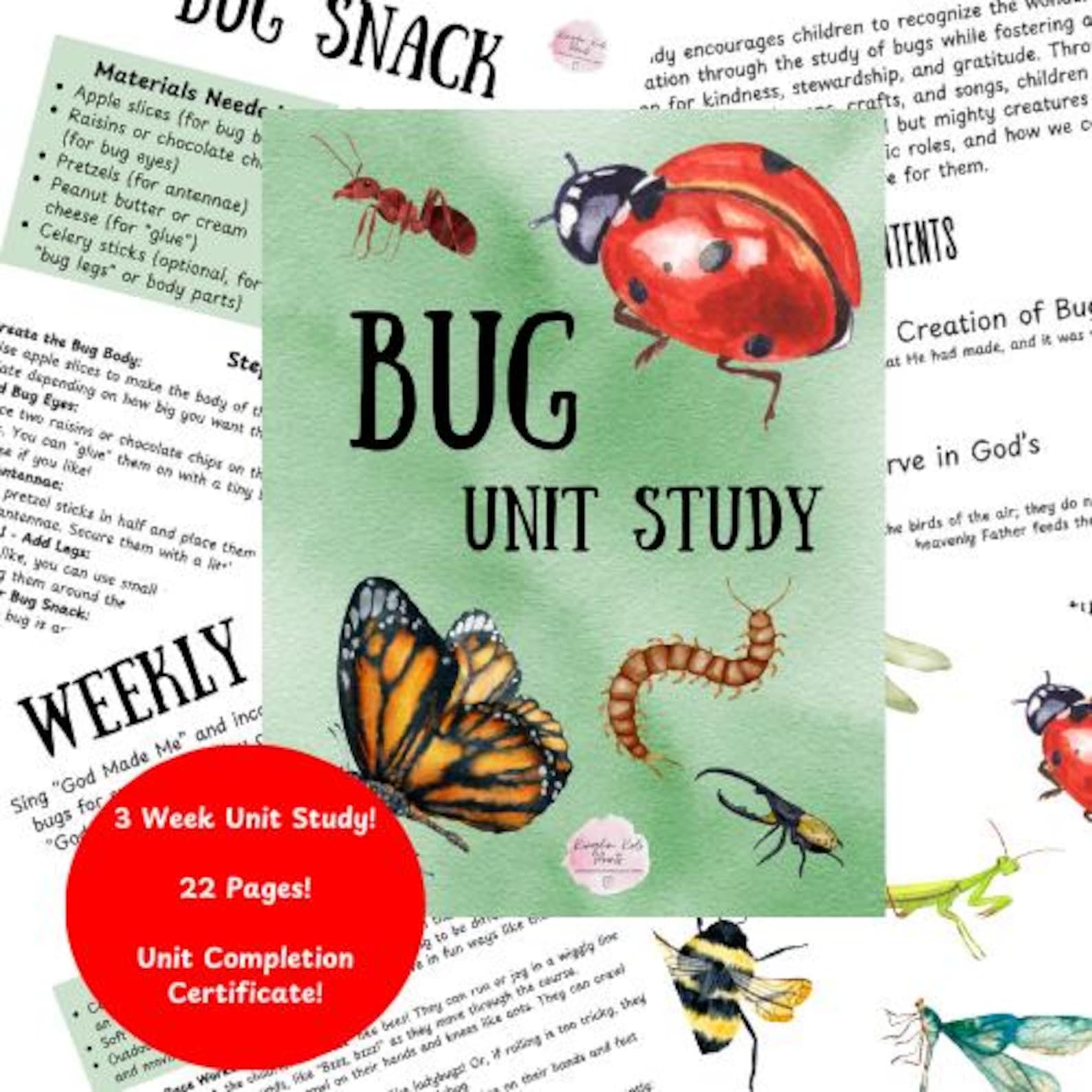 Christian Bugs Unit Study: Homeschool Printable (pre-k - 1st) - Etsy