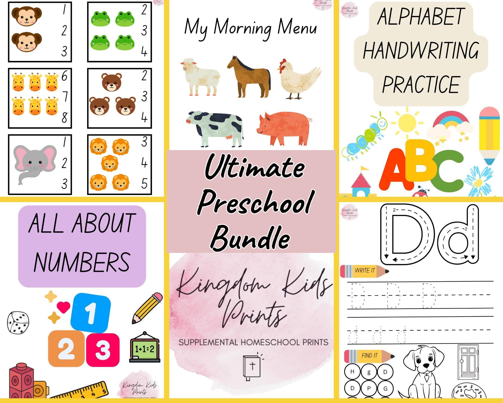 Preschool Pre-k + Kindergarten Learning Bundle | Alphabet & Numbers ...