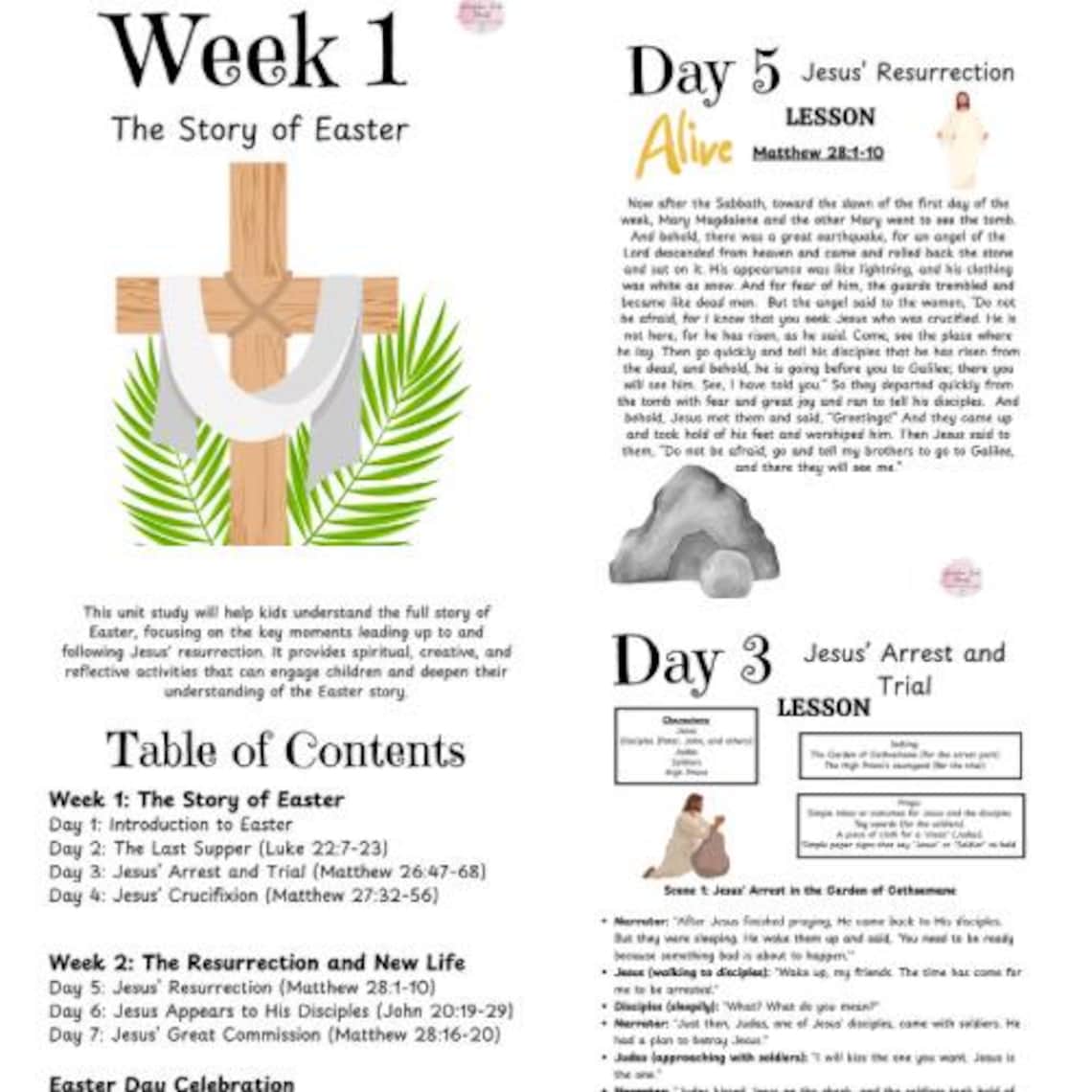 Easter Unit Study: Homeschool & Sunday School Printable (PDF) - Etsy