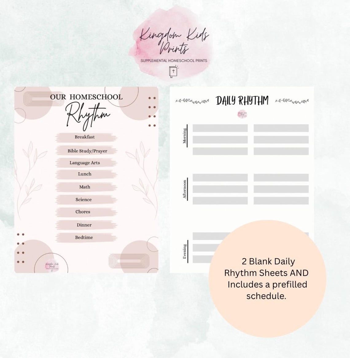 Christian Homeschool Rhythm Printable: Daily Schedule Organizer ...