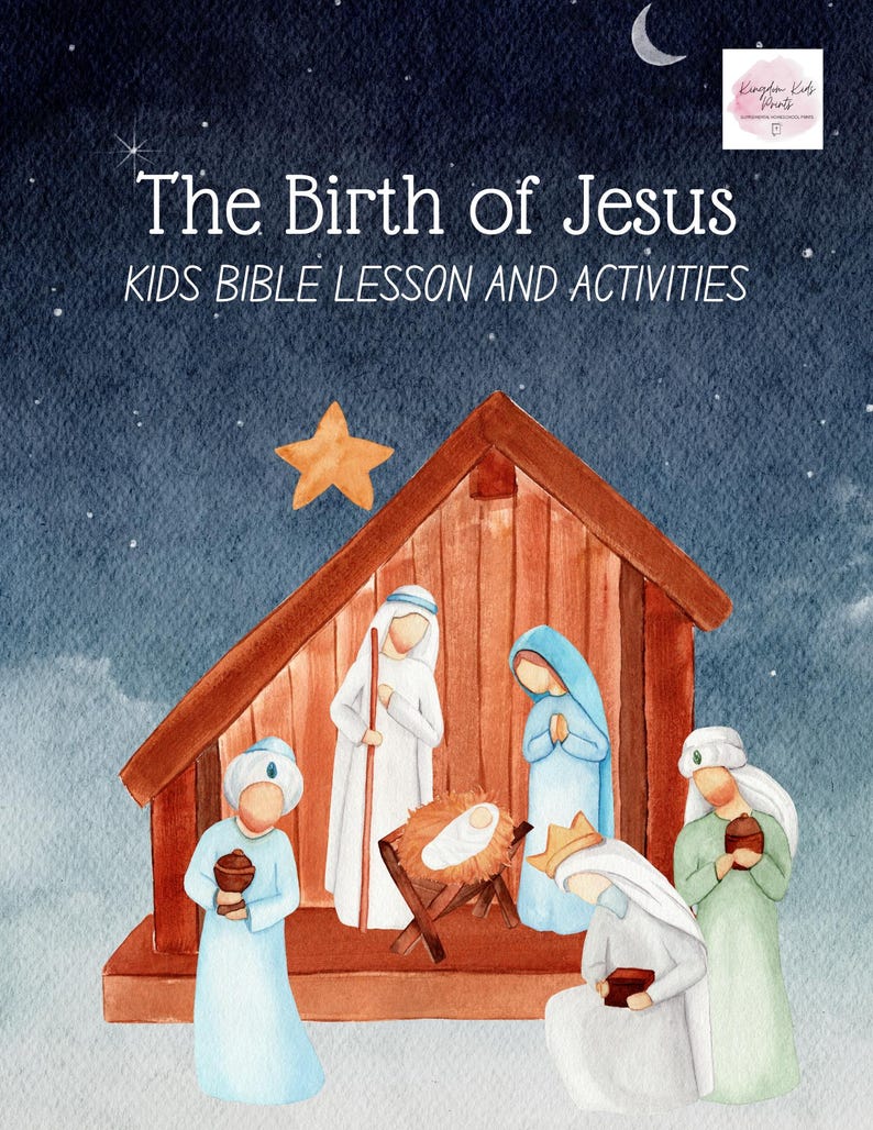 Birth of Jesus Bible Lesson: Kids Sunday School Printables (PDF) - Etsy