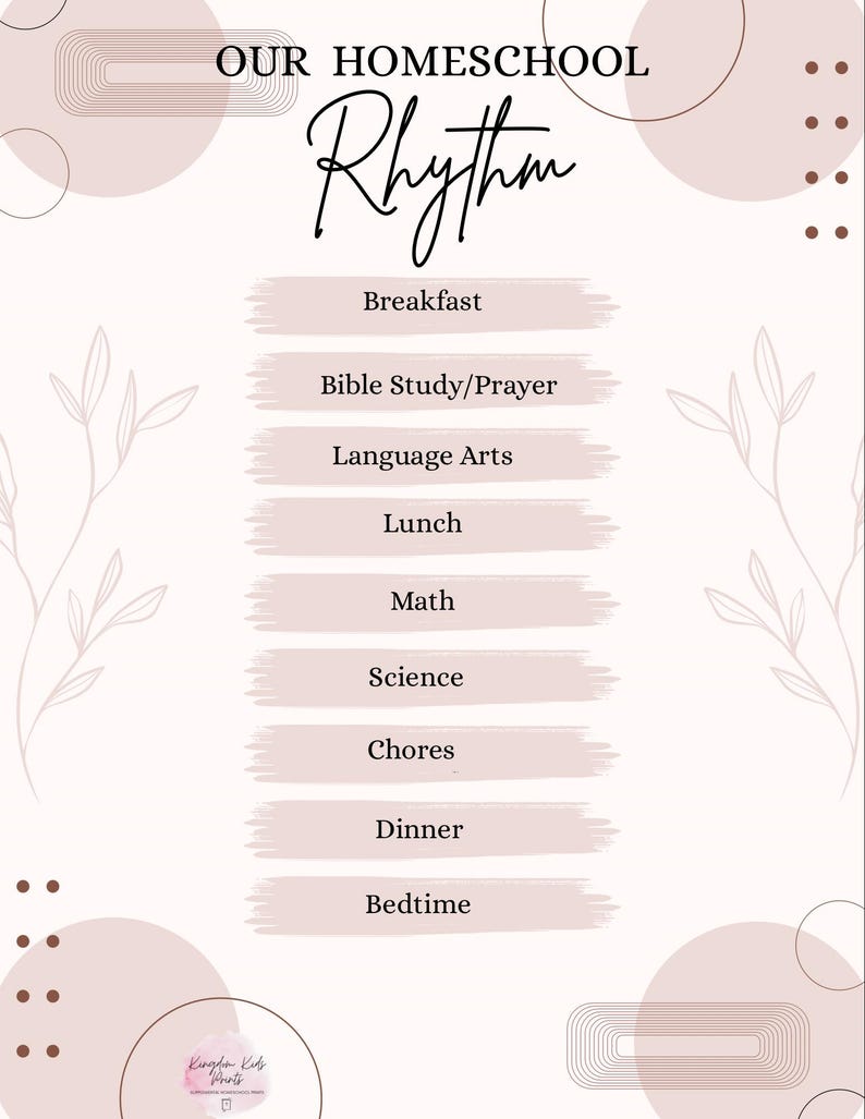 Daily Homeschool Rhythm Printable | Christian Homeschool Planner ...