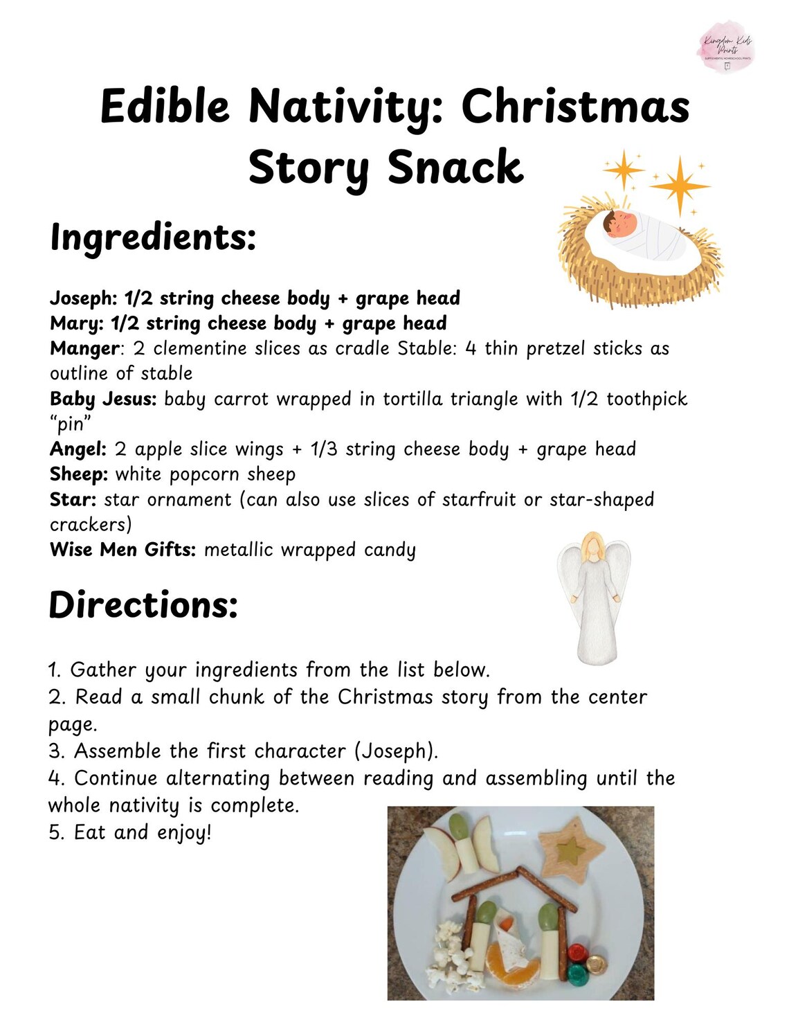 The Birth of Jesus Bible Lesson for Kids, Sunday School Printables ...