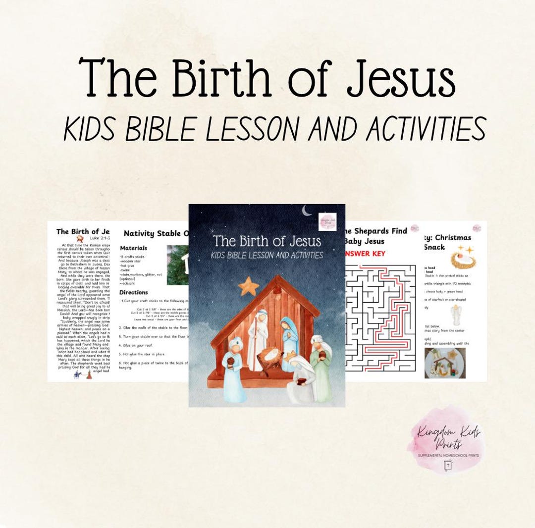 The Birth of Jesus Bible Lesson for Kids, Sunday School Printables ...