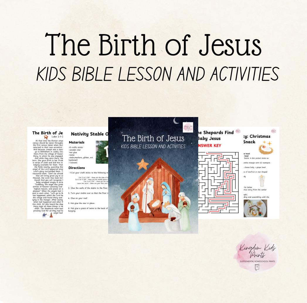 The Birth of Jesus Bible Lesson for Kids, Sunday School Printables ...