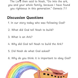 Noah's Ark Kids Bible Lesson: Sunday School Printables (PDF) - Etsy