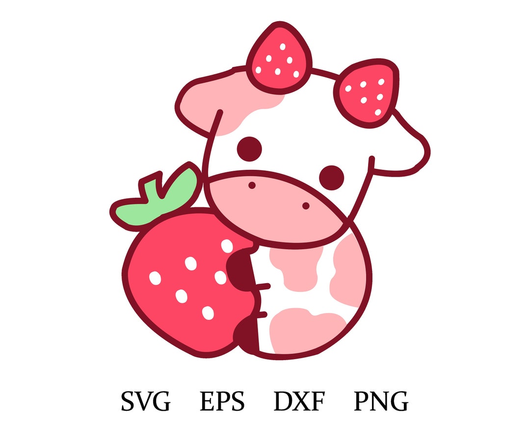 Strawberry Cow Svg Pink Cow Clipart Cute Baby Cow - Etsy Canada
