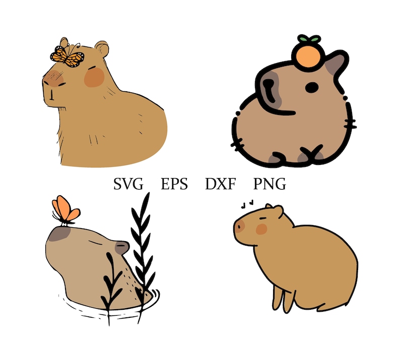Capybara Svg Capybara Clipart Cute Decal Eps Dxf Png - Etsy