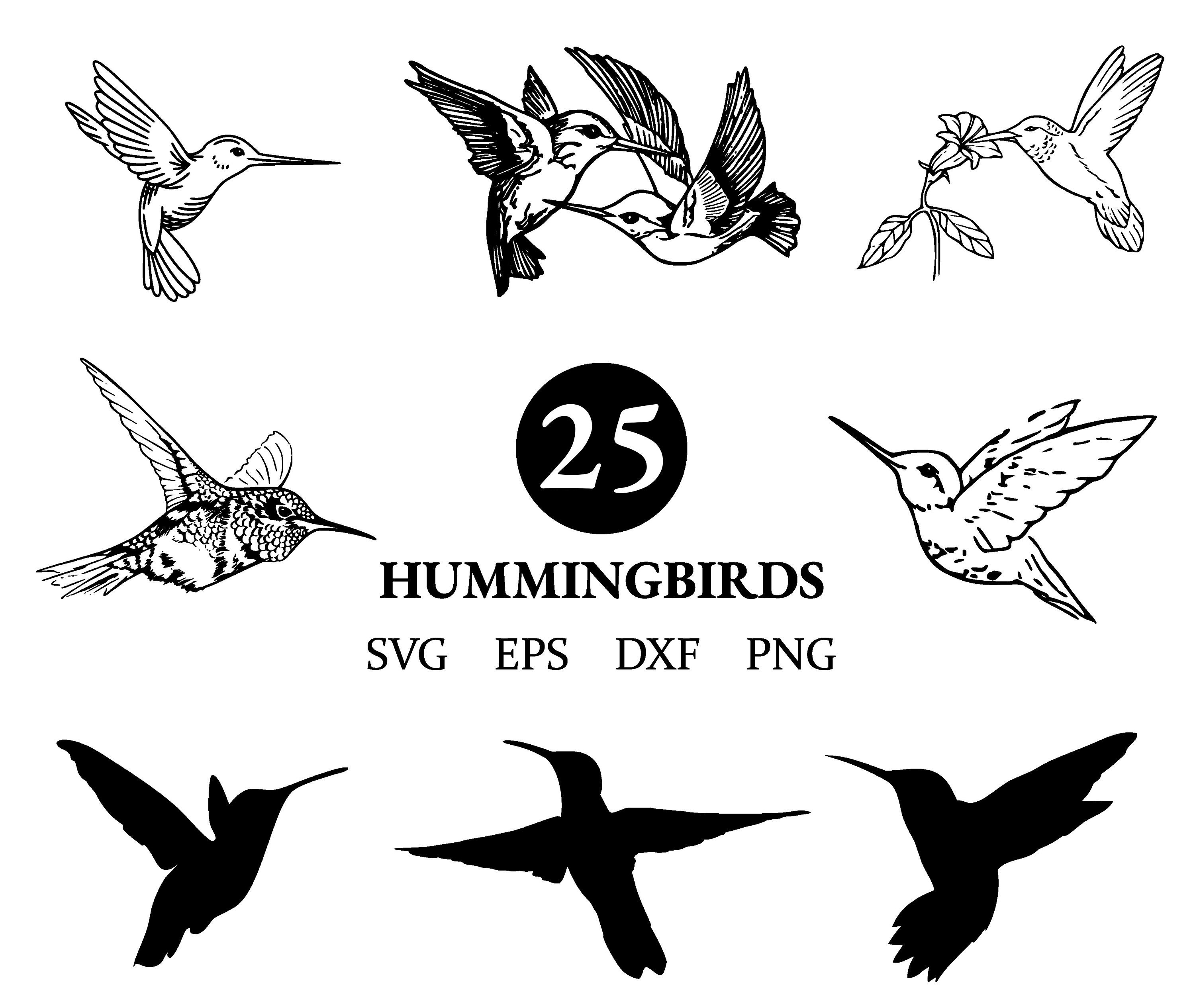 Hummingbird SVG Bird Silhouette Bird Clipart Bird Svg File Flying Bird ...