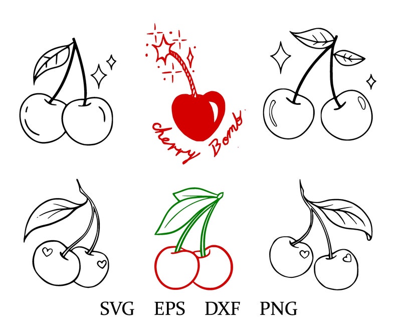Cherry Svg Cherry Bomb Cherry Clipart Eps Dxf Png - Etsy