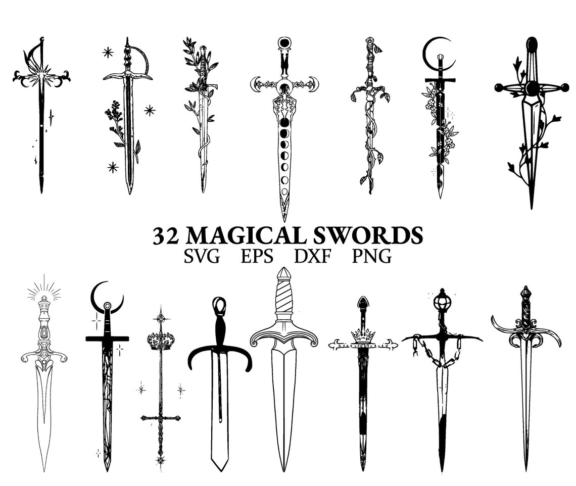 Épées svg poignard svg clipart de lames mystiques art de l'épée ...