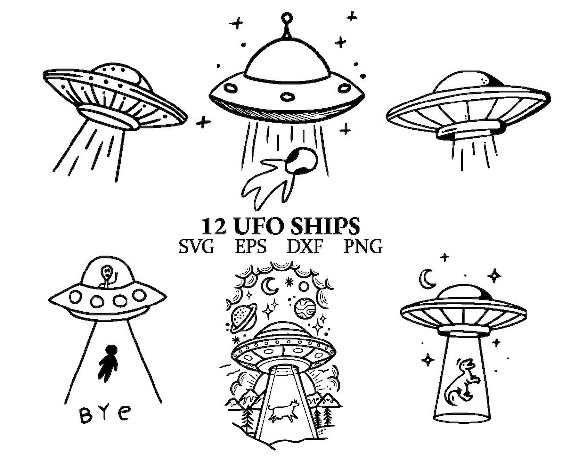 UFO Svg Alien Ships Clipart - Etsy
