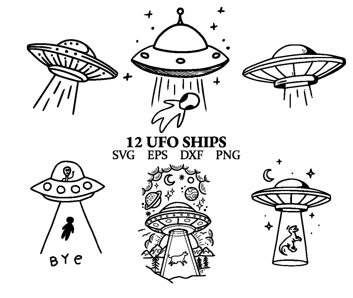UFO Svg Alien Ships Clipart - Etsy