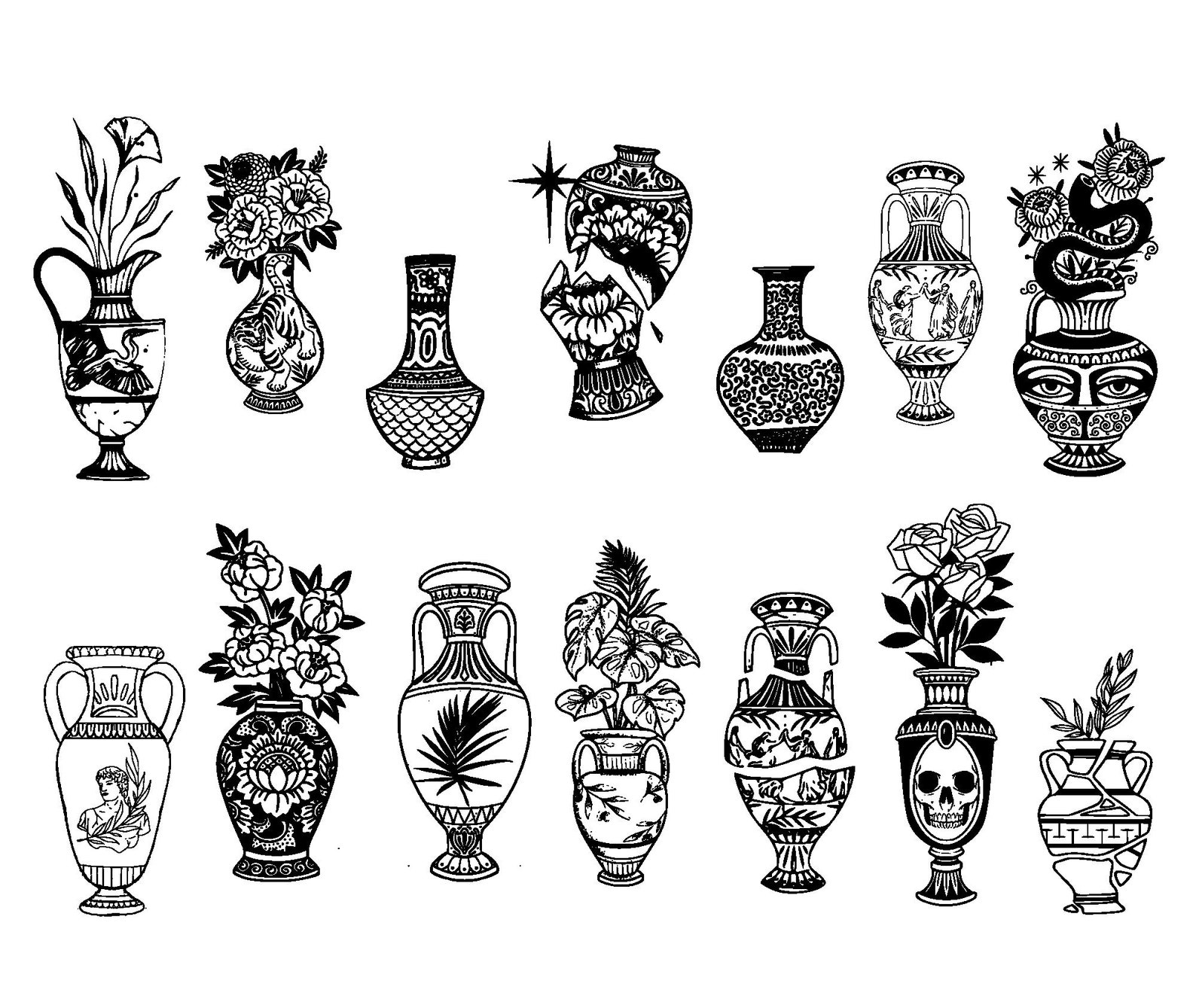 Flower Vase Svg Ornate Vases Svg Vase Clipart Eps Dxf Png - Etsy