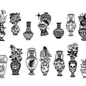 Flower Vase Svg Ornate Vases Svg Vase Clipart Eps Dxf Png - Etsy