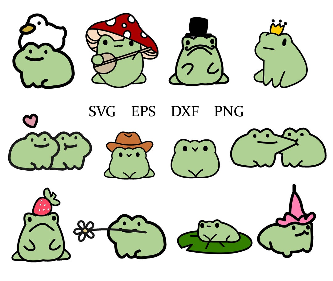 Cute Frogs Cartoon Frog Banjo Frog Frog Clipart Eps Dxf Svg Png - Etsy