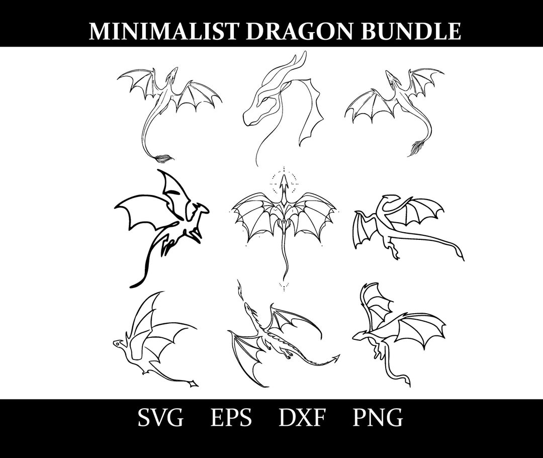 Minimalist Dragons Dragon Svg Dragon Clipart Eps Dxf Png - Etsy