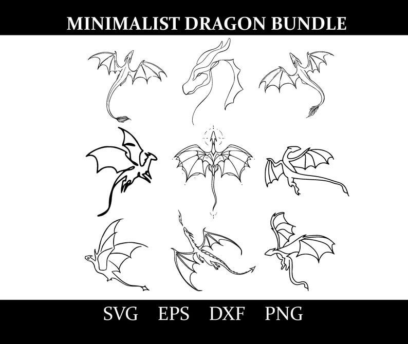 Minimalist Dragons Dragon Svg Dragon Clipart Eps Dxf Png - Etsy