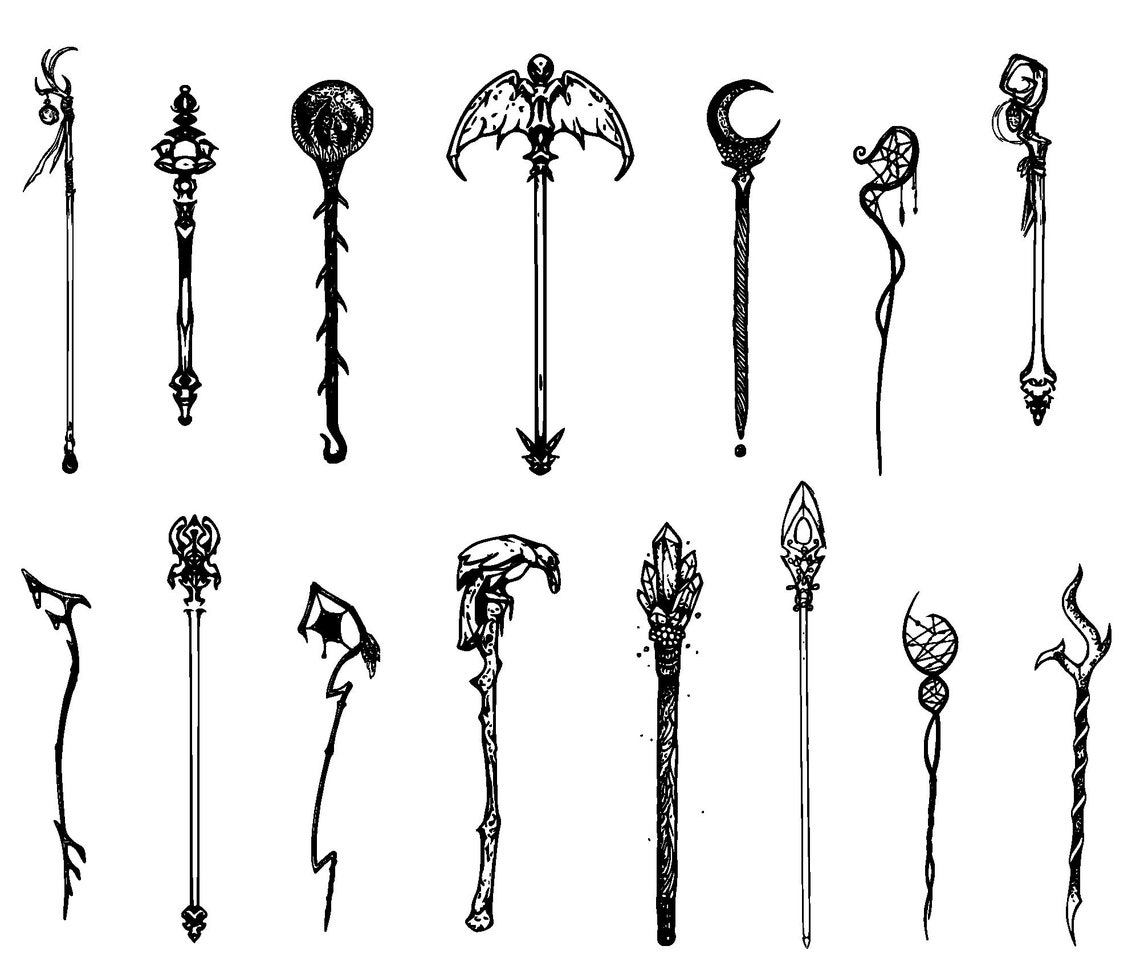 Magic Staffs Svg Wizard Staff Clipart Mystical Staffs Png Eps Dxf - Etsy