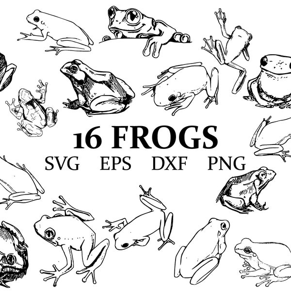 Frog Outline Clipart - Etsy