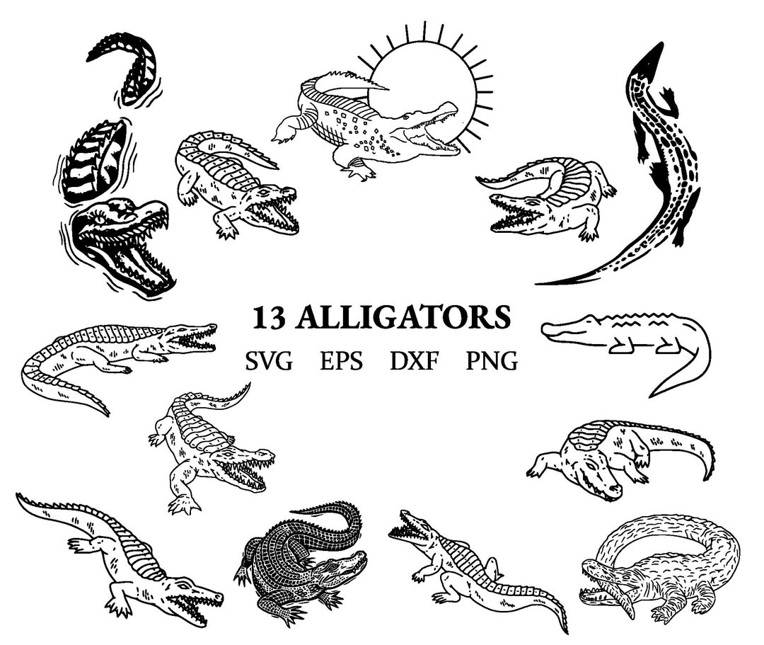 Alligator Svg Alligator Clipart Crocodile Png Eps Dxf - Etsy