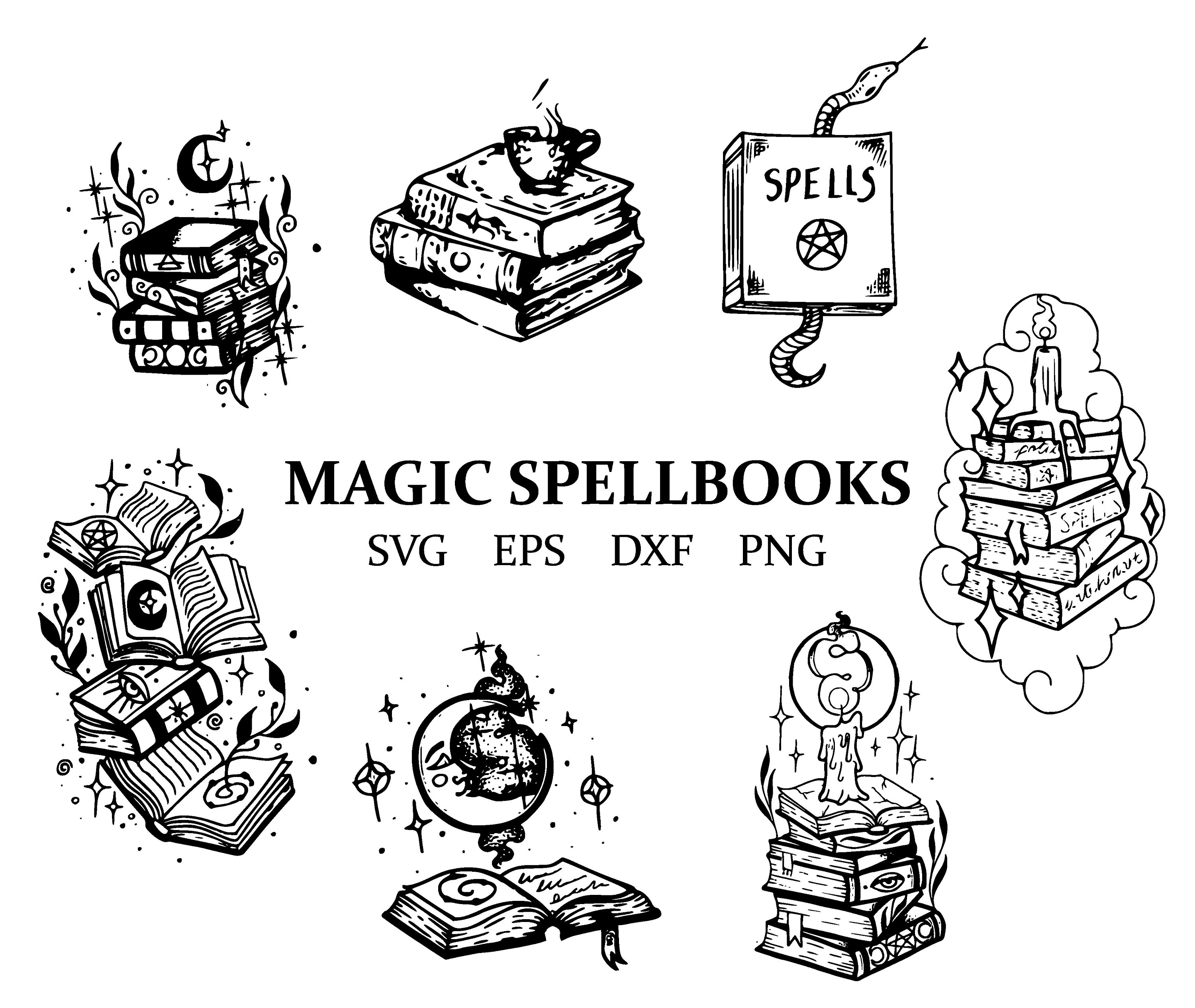 Spellbooks Svg Magic Books Book Clipart Eps Png Dxf - Etsy