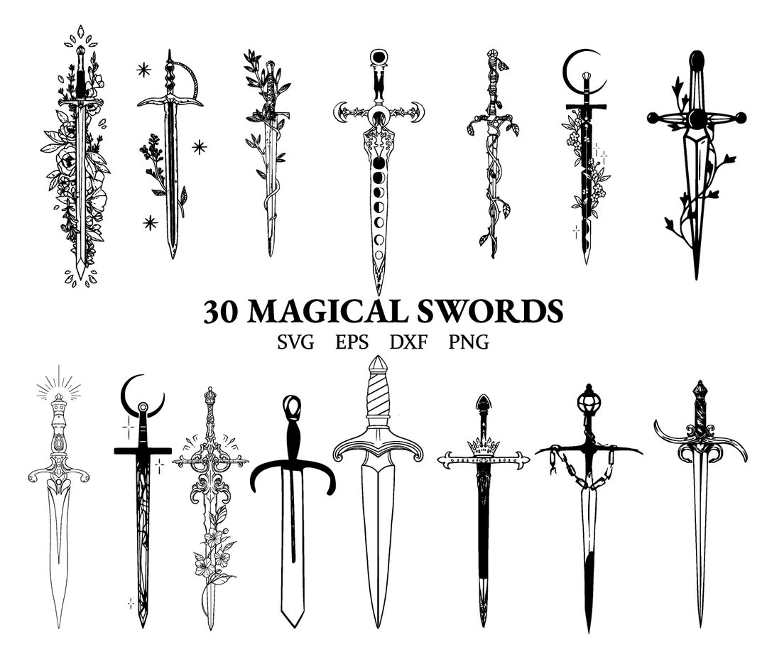 Swords Svg Dagger Svg Mystical Blades Clipart Enchanted Sword Art Eps ...