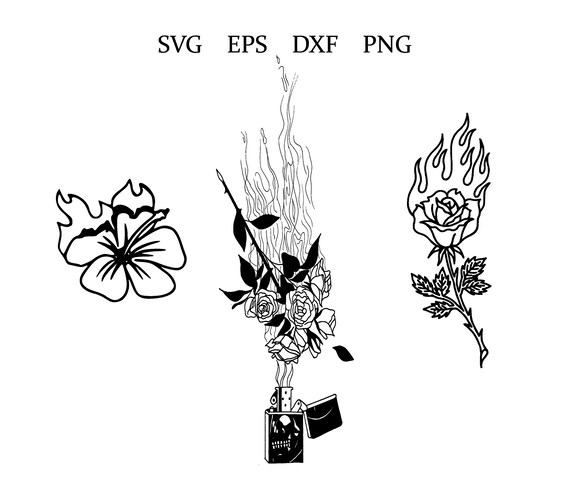 Drawings Of Flaming Roses